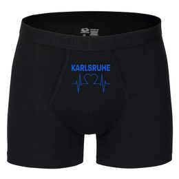 multifanshop Herren Boxer Short - Karlsruhe - Herzschlag - Druck blau - Unterw&auml;sche