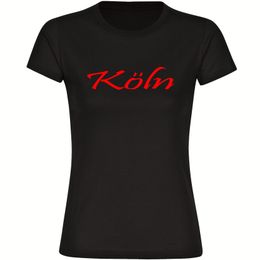 multifanshop Damen T-Shirt - K&ouml;ln - Schriftzug - Druck rot - Frauen