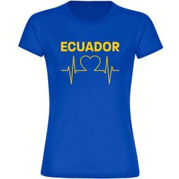 multifanshop Damen T-Shirt - Ecuador - Herzschlag - Druck gelb - Frauen