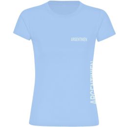 multifanshop Damen T-Shirt - Argentinien - Brust & Seite - Druck wei&szlig; - Frauen