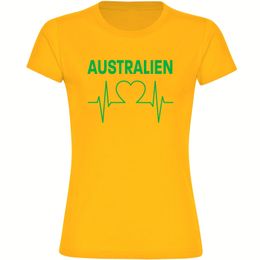 multifanshop Damen T-Shirt - Australien - Herzschlag - Druck gr&uuml;n - Frauen