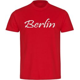 multifanshop Herren T-Shirt - Berlin rot - Schriftzug - Druck wei&szlig; - M&auml;nner