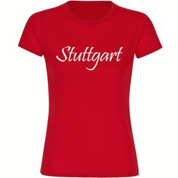multifanshop Damen T-Shirt - Stuttgart - Schriftzug - Druck wei&szlig; - Frauen