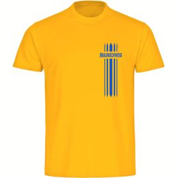 multifanshop Herren T-Shirt - Braunschweig - Streifen - Druck blau - M&auml;nner