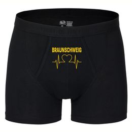 multifanshop Herren Boxer Short - Braunschweig - Herzschlag - Druck gelb - Unterw&auml;sche