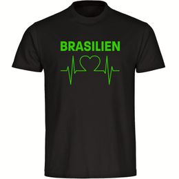 multifanshop Herren T-Shirt - Brasilien - Herzschlag - Druck gelb - M&auml;nner