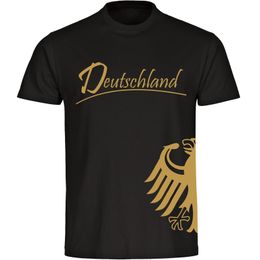 multifanshop Herren T-Shirt - Deutschland - Adler seitlich Gold - Druck gold metallic - M&auml;nner