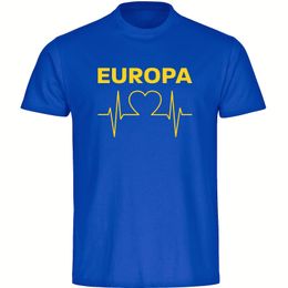 multifanshop Herren T-Shirt - Europa - Herzschlag - Druck gelb - M&auml;nner