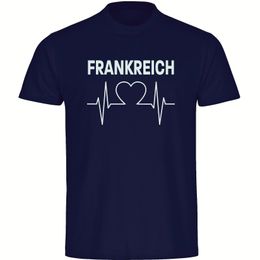 multifanshop Herren T-Shirt - Frankreich - Herzschlag - Druck wei&szlig; - M&auml;nner