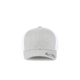Flex Cap Flexfit "Flexfit Unisex Retro Trucker Melange Cap", Gr. L/XL, erdgrau, wei&szlig;, 97% Baumwolle, 3% Elasthan, unifarben, Caps
