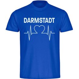 multifanshop Herren T-Shirt - Darmstadt - Herzschlag - Druck wei&szlig; - M&auml;nner