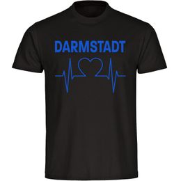 multifanshop Herren T-Shirt - Darmstadt - Herzschlag - Druck blau - M&auml;nner