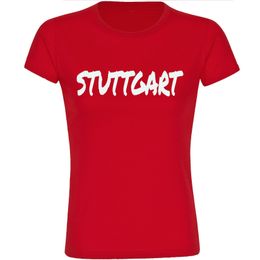 multifanshop Damen T-Shirt - Stuttgart - Textmarker - Druck wei&szlig; - Frauen