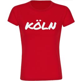 multifanshop Damen T-Shirt - K&ouml;ln - Textmarker - Druck wei&szlig; - Frauen