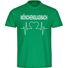 multifanshop Herren T-Shirt - M&ouml;nchengladbach - Herzschlag - Druck wei&szlig; - M&auml;nner