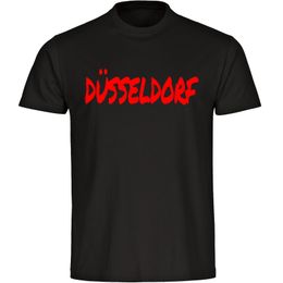 multifanshop Herren T-Shirt - D&uuml;sseldorf - Textmarker - Druck rot - M&auml;nner