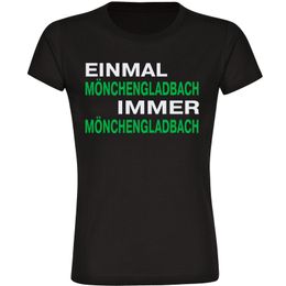 multifanshop Damen T-Shirt - M&ouml;nchengladbach - Einmal Immer - Druck gr&uuml;n - Frauen