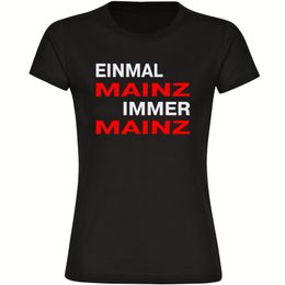 multifanshop Damen T-Shirt - Mainz - Einmal Immer - Druck rot - Frauen