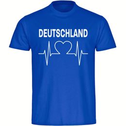multifanshop Herren T-Shirt - Deutschland - Herzschlag - Druck wei&szlig; - M&auml;nner
