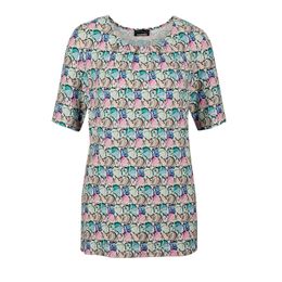 Print-Shirt GOLDNER "Kurzgr&ouml;&szlig;e Multicolor-Shirt mit Halbarm, Rundhalsausschnitt", Damen, Gr. 24, bunt, Obermaterial: 96% Viskose CV. 4% Elasthan EL., normal, Sonstiges, Shirts, Ohne