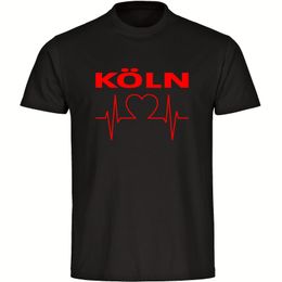 multifanshop Herren T-Shirt - K&ouml;ln - Herzschlag - Druck rot - M&auml;nner