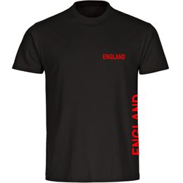 multifanshop Herren T-Shirt - England - Brust & Seite - Druck rot - M&auml;nner