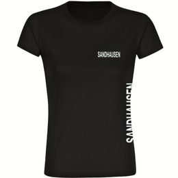 multifanshop Damen T-Shirt - Sandhausen - Brust & Seite - Druck wei&szlig; - Frauen