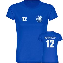 multifanshop Damen T-Shirt - Deutschland - Adler Retro Trikot 12 - Druck wei&szlig; - Frauen