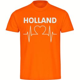 multifanshop Herren T-Shirt - Holland - Herzschlag - Druck wei&szlig; - M&auml;nner