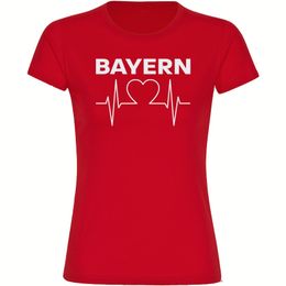 multifanshop Damen T-Shirt - Bayern - Herzschlag - Druck wei&szlig; - Frauen