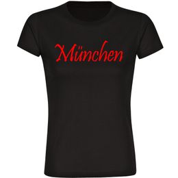multifanshop Damen T-Shirt - M&uuml;nchen rot - Schriftzug - Druck rot - Frauen