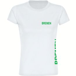 multifanshop Damen T-Shirt - Bremen - Brust & Seite - Druck gr&uuml;n - Frauen