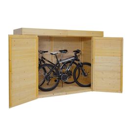 2er-Fahrradgarage MCW-H63, Fahrradbox Ger&auml;teschuppen Ger&auml;tehaus, abschlie&szlig;bar 150x204x100cm ~ braun