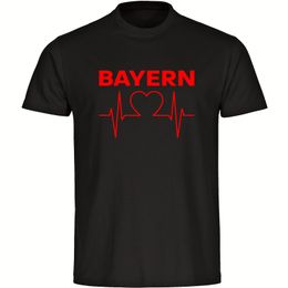 multifanshop Herren T-Shirt - Bayern - Herzschlag - Druck rot - M&auml;nner