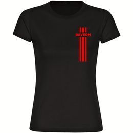 multifanshop Damen T-Shirt - Bayern - Streifen - Druck rot - Frauen