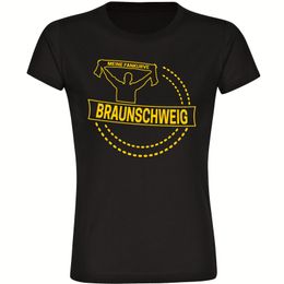 multifanshop Damen T-Shirt - Braunschweig - Meine Fankurve - Druck gelb - Frauen