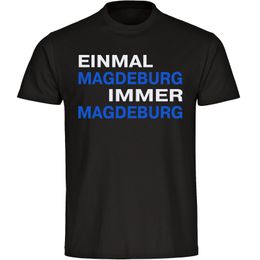 multifanshop Herren T-Shirt - Magdeburg - Einmal Immer - Druck blau - M&auml;nner