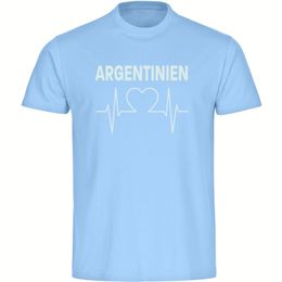 multifanshop Herren T-Shirt - Argentinien - Herzschlag - Druck wei&szlig; - M&auml;nner