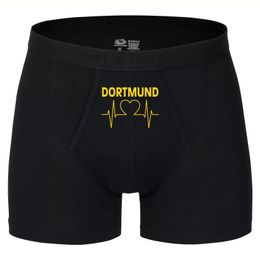 multifanshop Herren Boxer Short - Dortmund - Herzschlag - Druck gelb - Unterw&auml;sche