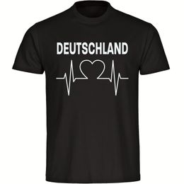 multifanshop Herren T-Shirt - Deutschland - Herzschlag - Druck wei&szlig; - M&auml;nner