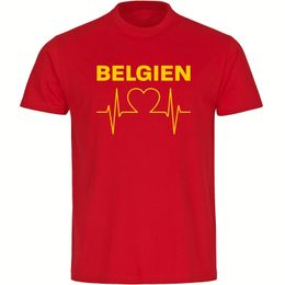 multifanshop Herren T-Shirt - Belgien - Herzschlag - Druck gelb - M&auml;nner