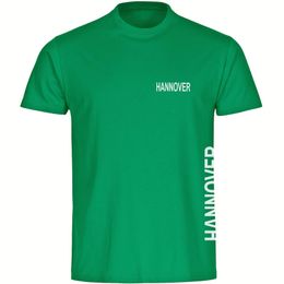 multifanshop Herren T-Shirt - Hannover - Brust & Seite - Druck wei&szlig; - M&auml;nner