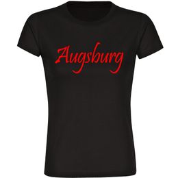 multifanshop Damen T-Shirt - Augsburg - Schriftzug - Druck rot - Frauen