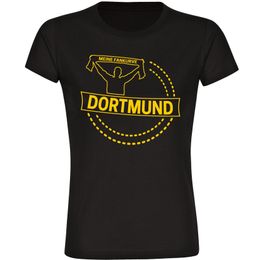 multifanshop Damen T-Shirt - Dortmund - Meine Fankurve - Druck gelb - Frauen