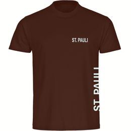 multifanshop Herren T-Shirt - St. Pauli - Brust & Seite - Druck wei&szlig; - M&auml;nner