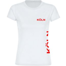 multifanshop Damen T-Shirt - K&ouml;ln - Brust & Seite - Druck rot - Frauen