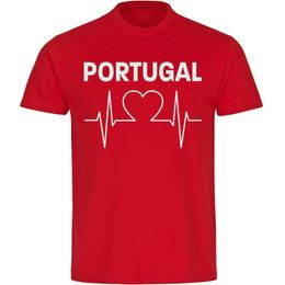 multifanshop Herren T-Shirt - Portugal - Herzschlag - Druck wei&szlig; - M&auml;nner