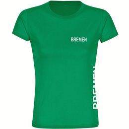 multifanshop Damen T-Shirt - Bremen - Brust & Seite - Druck wei&szlig; - Frauen