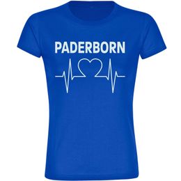 multifanshop Damen T-Shirt - Paderborn - Herzschlag - Druck wei&szlig; - Frauen
