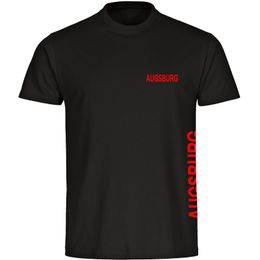 multifanshop Herren T-Shirt - Augsburg - Brust & Seite - Druck rot - M&auml;nner